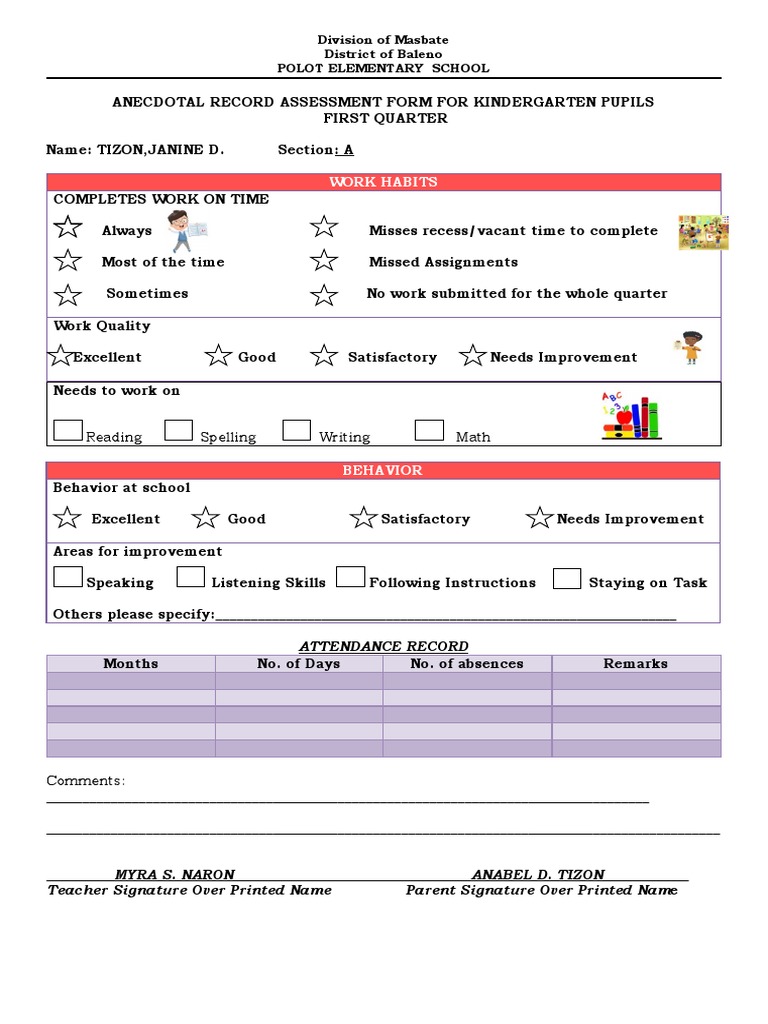 Anecdotal - Record KINDER NEW SY 2021-2022 | PDF