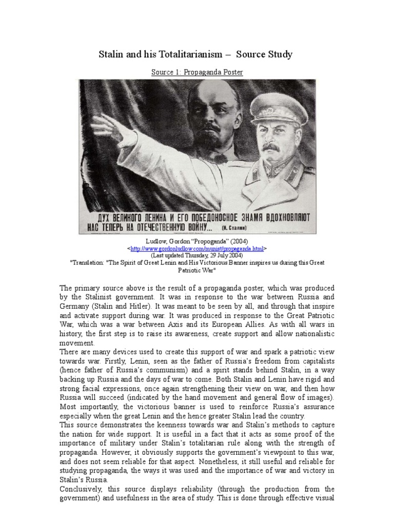 Stalin's Totalitarianism: Key Sources Analysis | PDF | Joseph Stalin ...