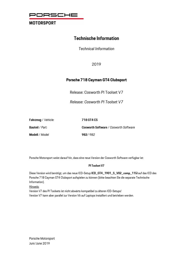 PA10 0586 2019 Tech Info GT4 CS Toolset V7 en | PDF