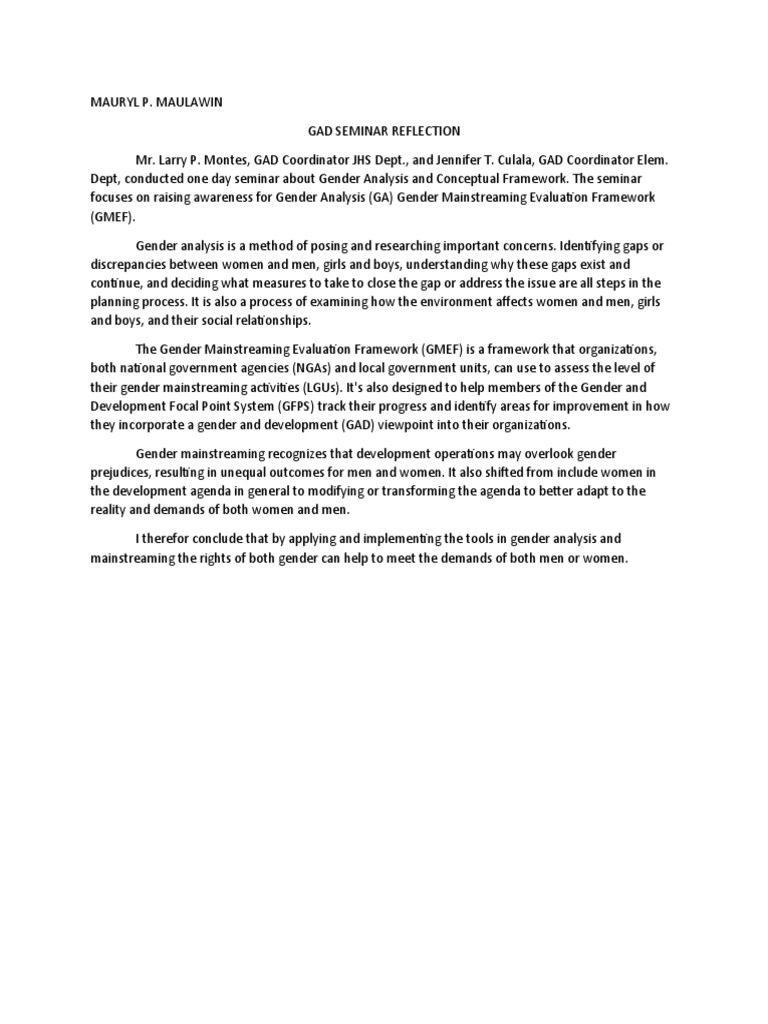 GAD Reflection | PDF | Social Science | Self-Improvement