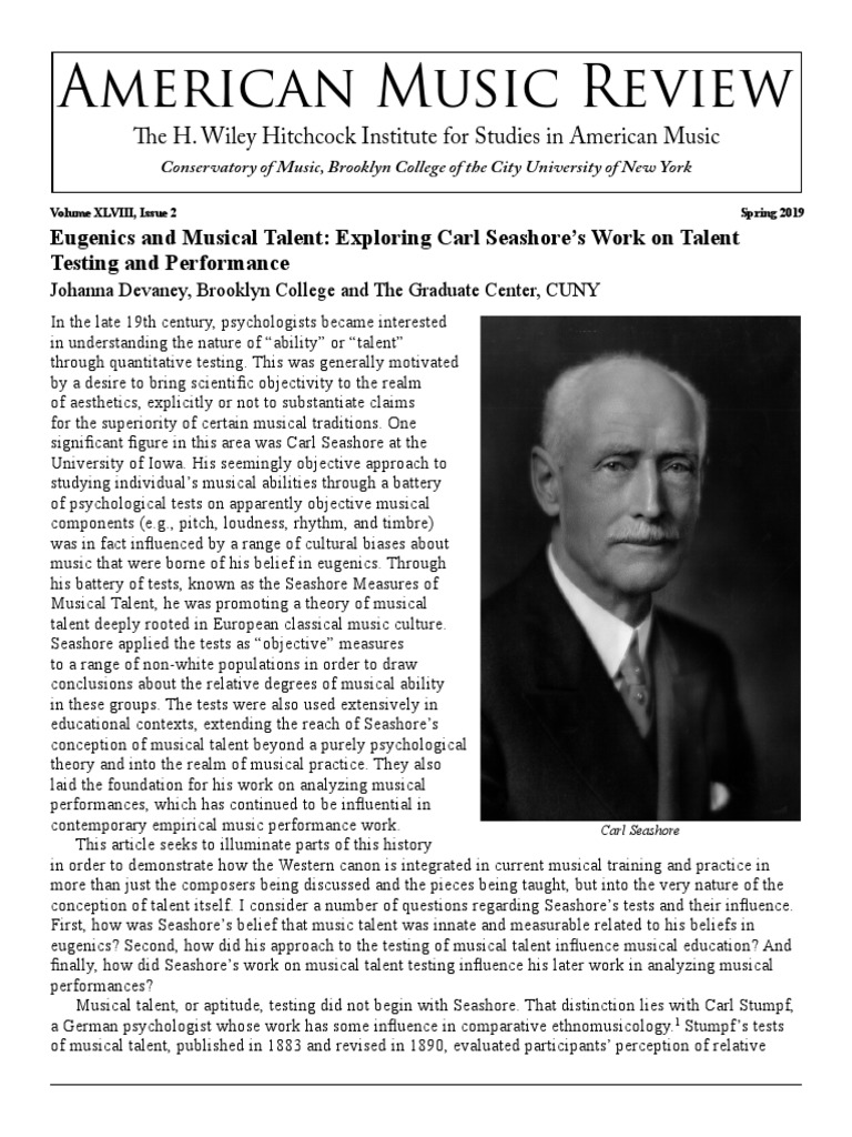 Seashore's Musical Talent Testing Legacy | PDF | Intelligence Quotient ...