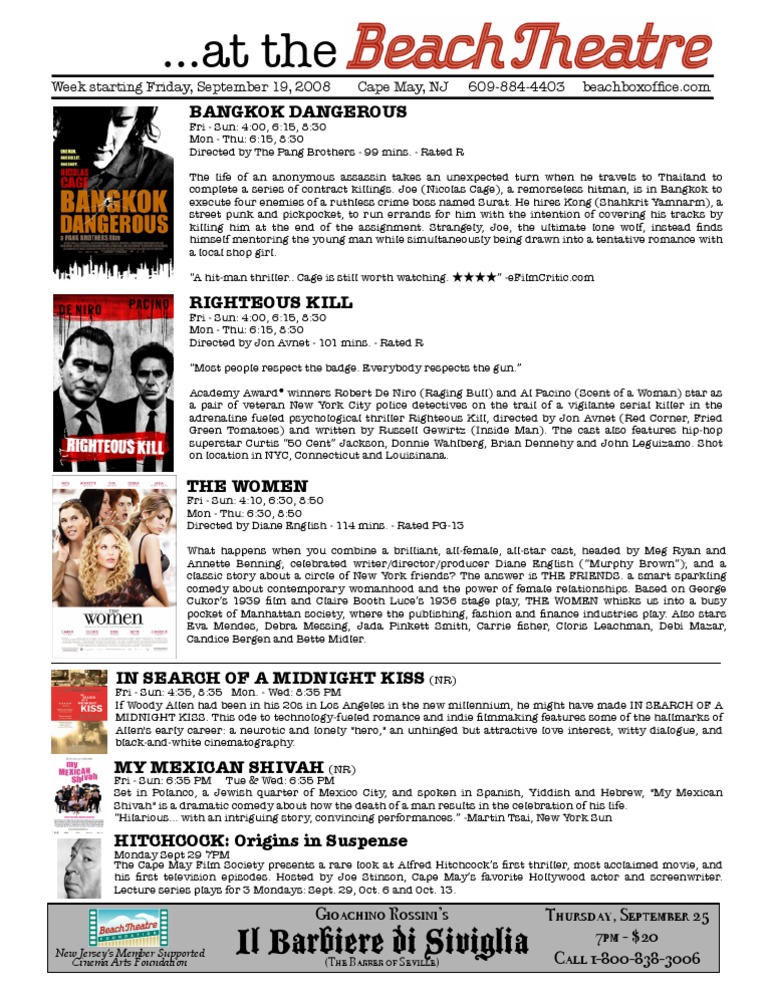 Beach Theatre Weekly Schedule September 19 2008 | PDF | Leisure