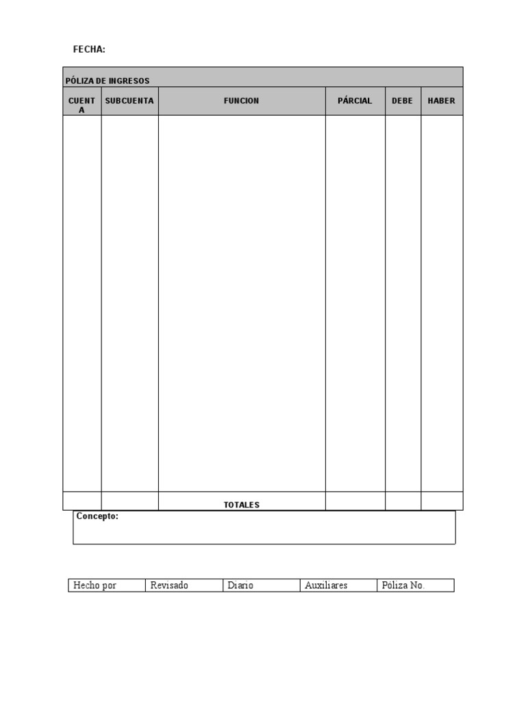 Formato Poliza Diario Excel Gratis Ejemplo De Poliza De Diario En ...