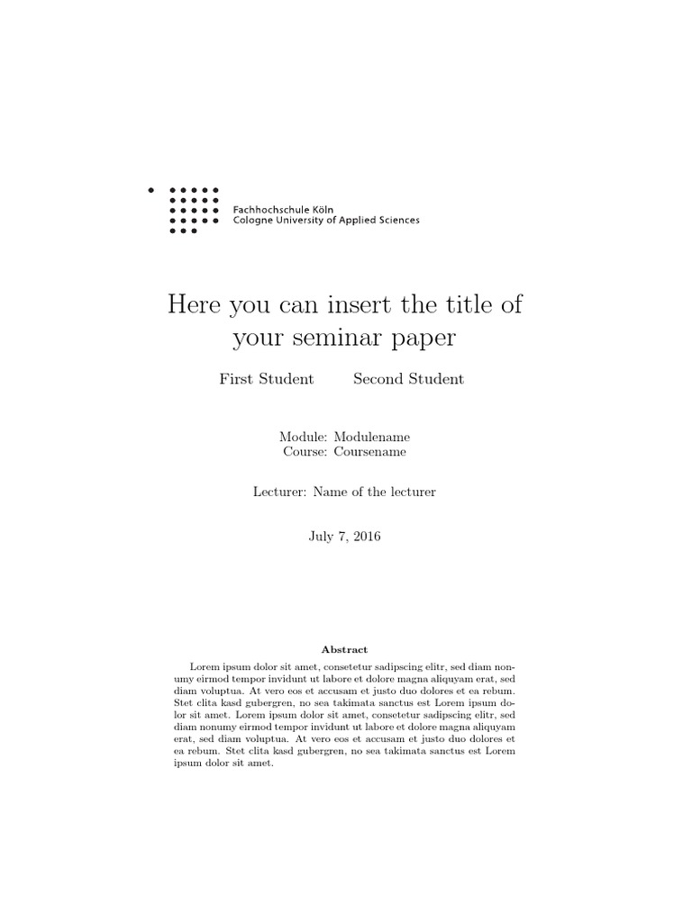 FH Koln Seminar Paper Template | PDF | Written Communication