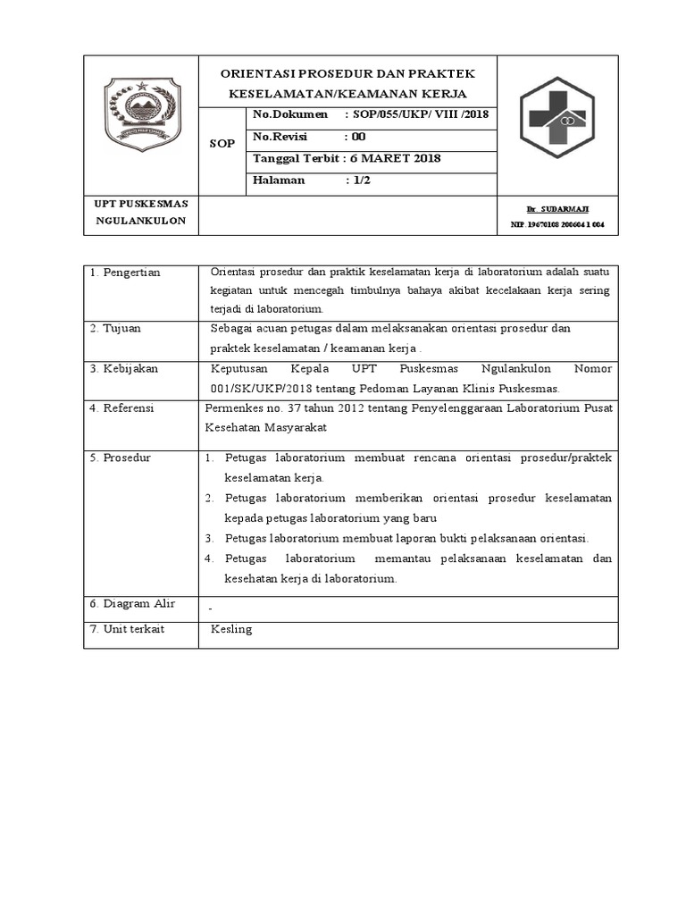 Sop Orientasi Prosedur Dan Praktik Keselamatan | PDF