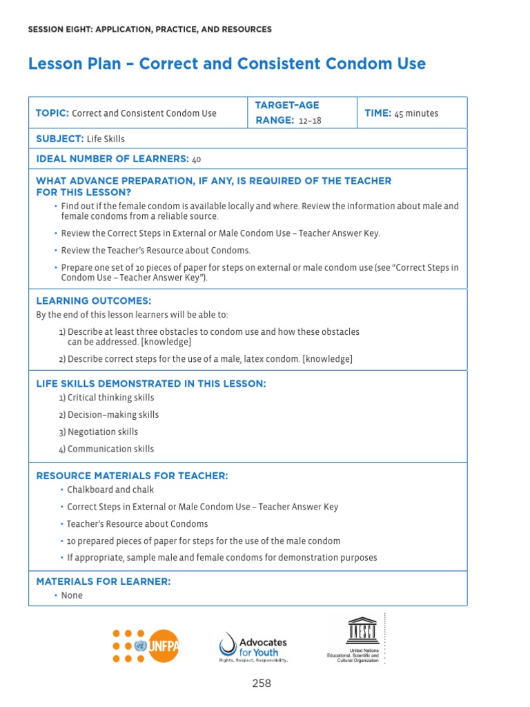 lesson-plan-correct-and-consistent-condom-use | PDF | Condom | Sexually ...
