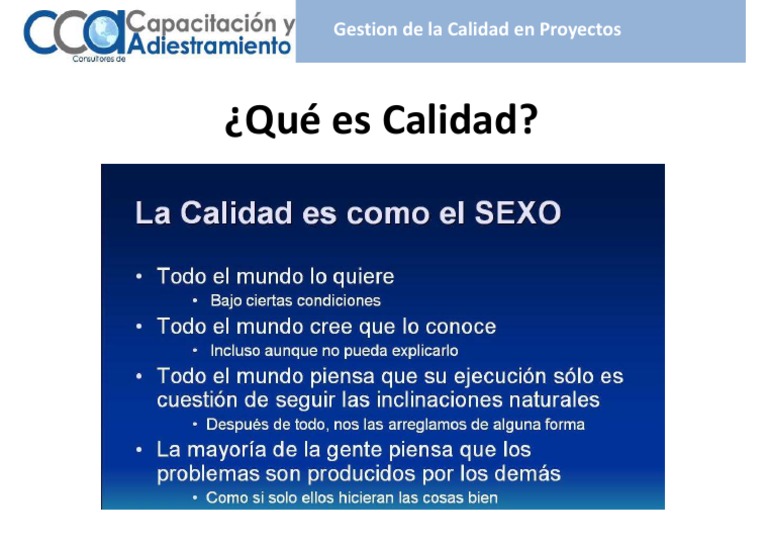 ¿Qué Es Calidad?: Gestion de La Calidad en Proyectos | PDF ...