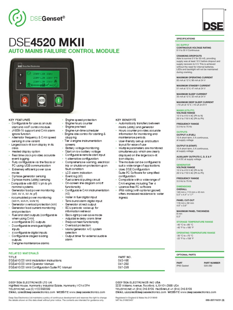 4520 MKII Data Sheet (US Size) | PDF | Mains Electricity | Alternating ...