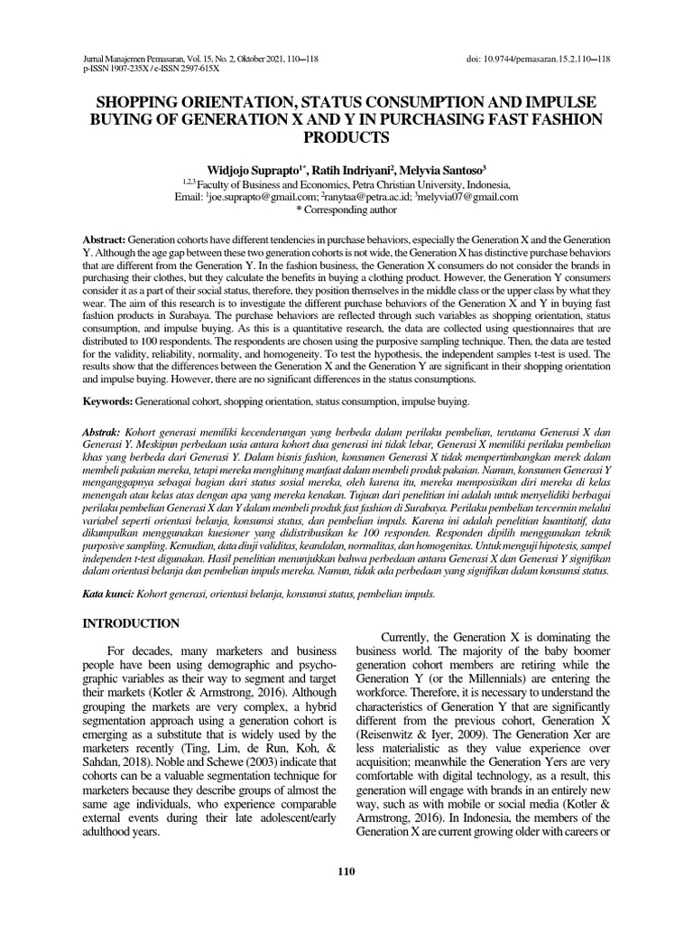 Shopping Orientation, Status Consumption and Impulse Buying of ...