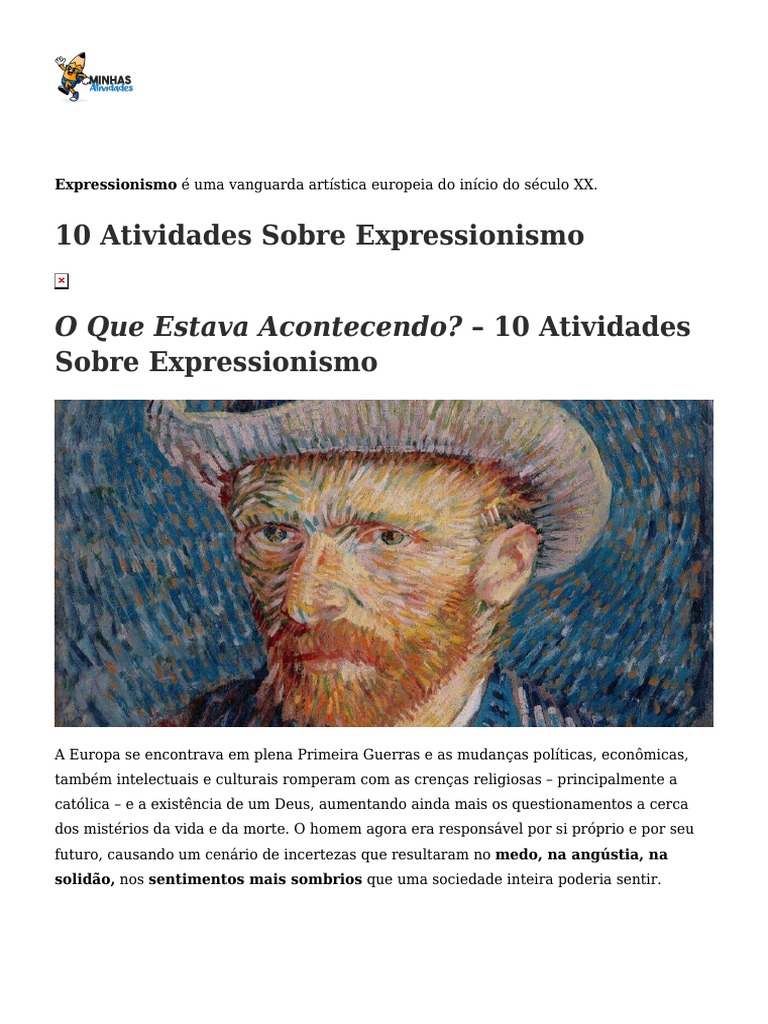 10 Atividades Sobre Expressionismo | PDF | Expressionismo | Pinturas