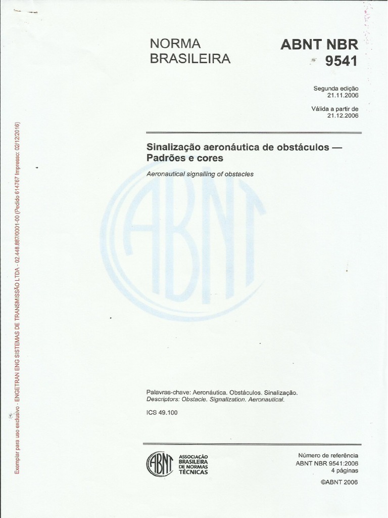 NBR 9541 - 2006 - Sinalização Aeronáutica de Obstáculos - Padrões e ...