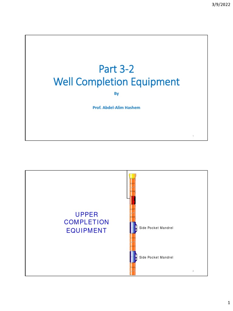 Part 3-2 Well Completion Equipment | PDF | Pipe (Fluid Conveyance) | Valve