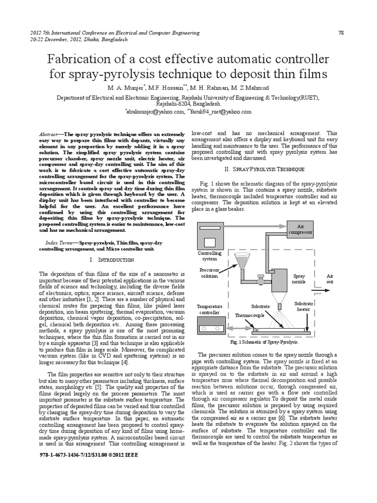 Fabrication of A Cost Effective Automatic Controller For Spray-Pyrolysis Technique To Deposit ...