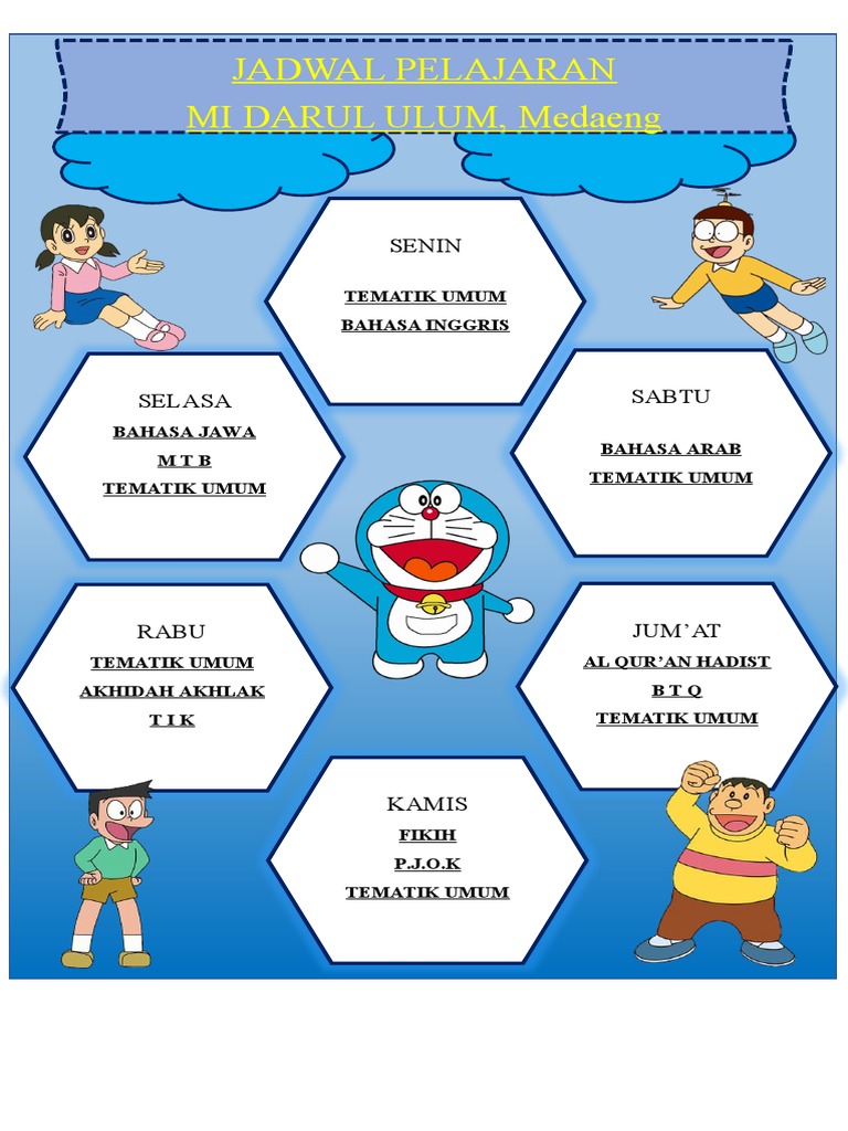 Template Jadwal Pelajaran Doraemon | PDF