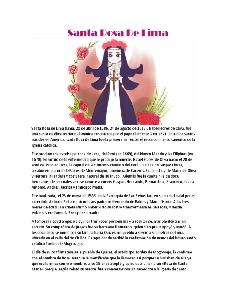 Biografía de Santa Rosa de Lima | PDF