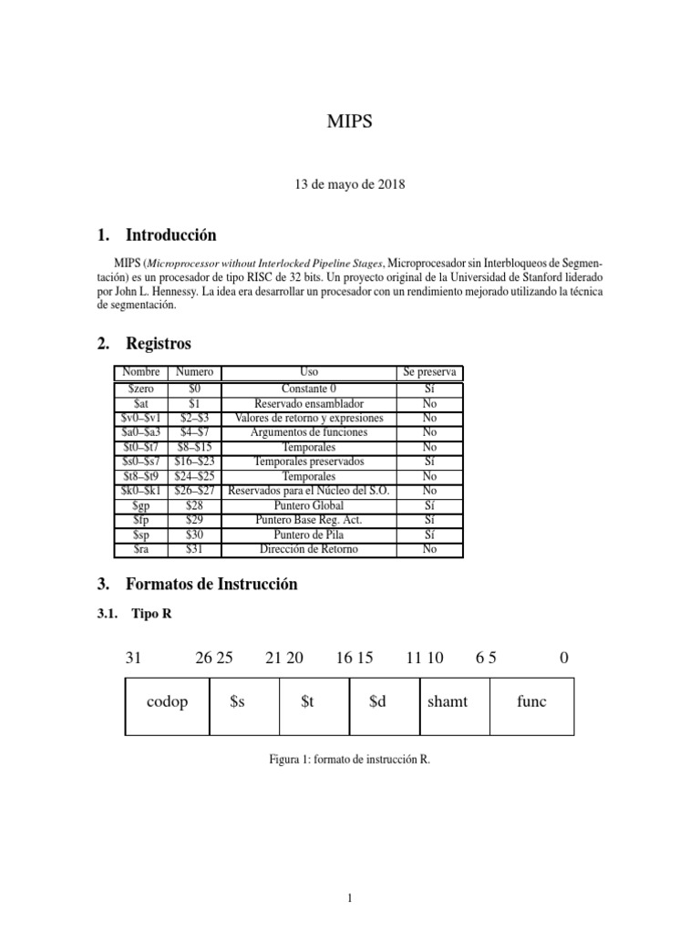 MIPS: Un análisis detallado de la arquitectura del procesador MIPS | PDF | Edad de información ...