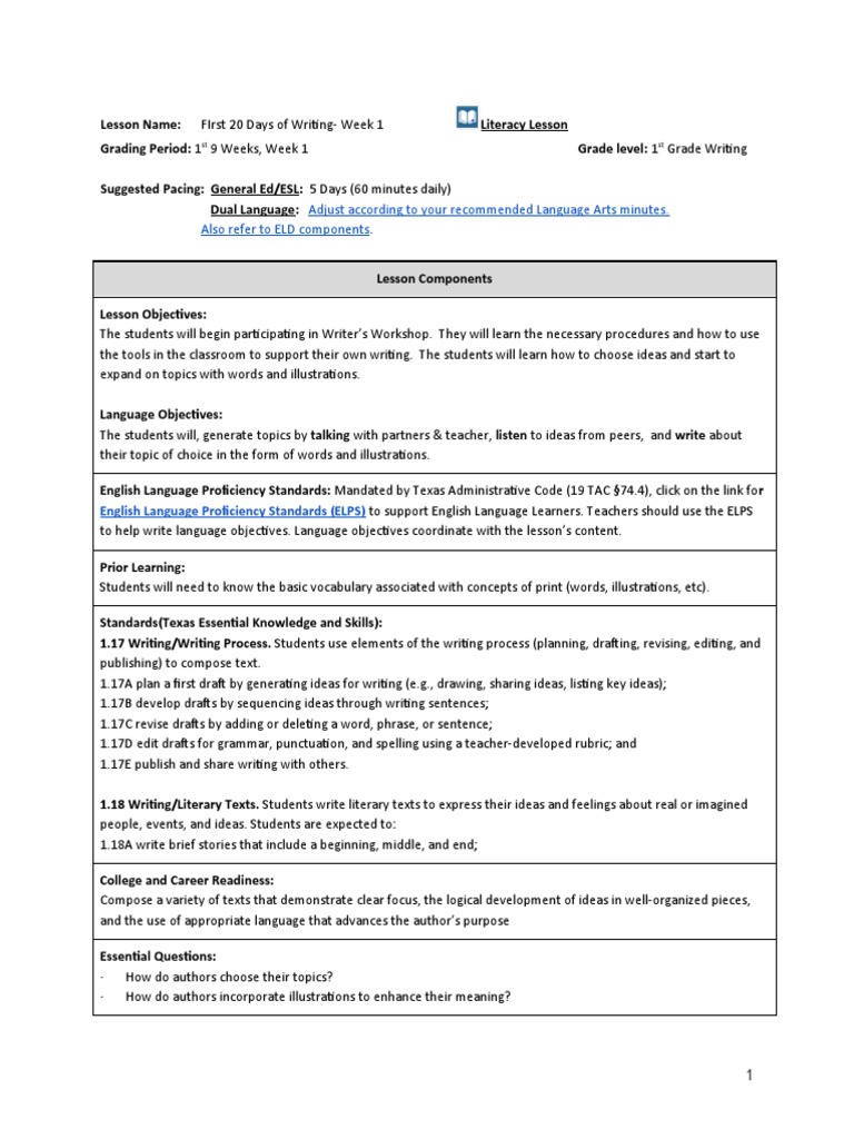 Week 1 Writing First 20 Days | PDF | Cognition | Linguistics