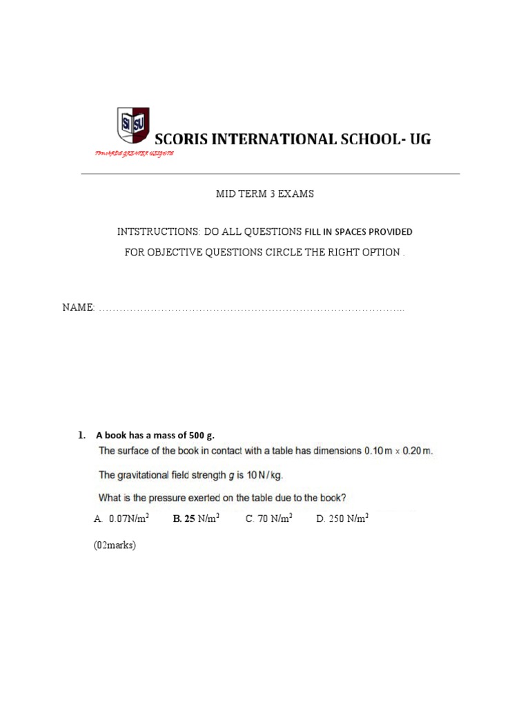 YEAR 9 Eot 1 PHYSICS EXAMS 17 Copies | PDF | Teaching Methods & Materials | Home & Garden