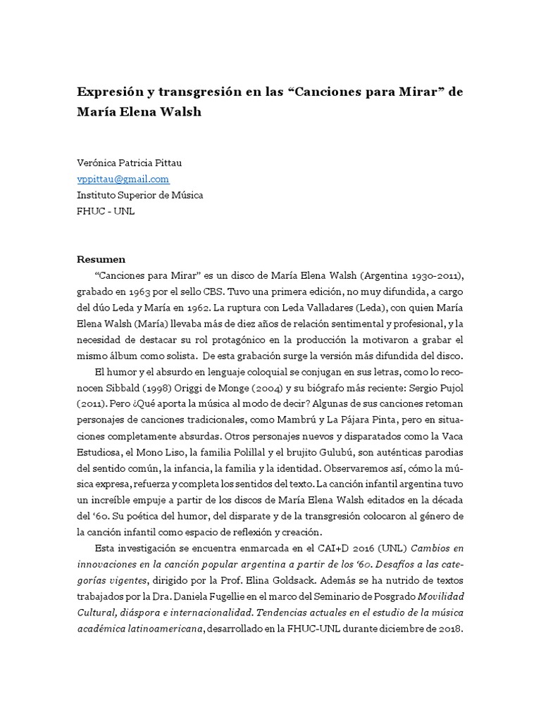 Canciones para Mirar de Maria Elena Wals | PDF | Ritmo | Canciones