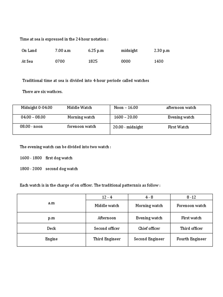 Time at Sea Is Expressed in The 24 Hour Notation | PDF