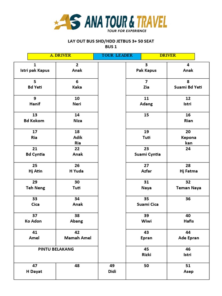 50-Seater Bus Seating Layout | PDF