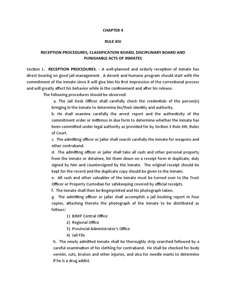 Reception, Classification and Disciplinary Procedures | PDF | Prison ...