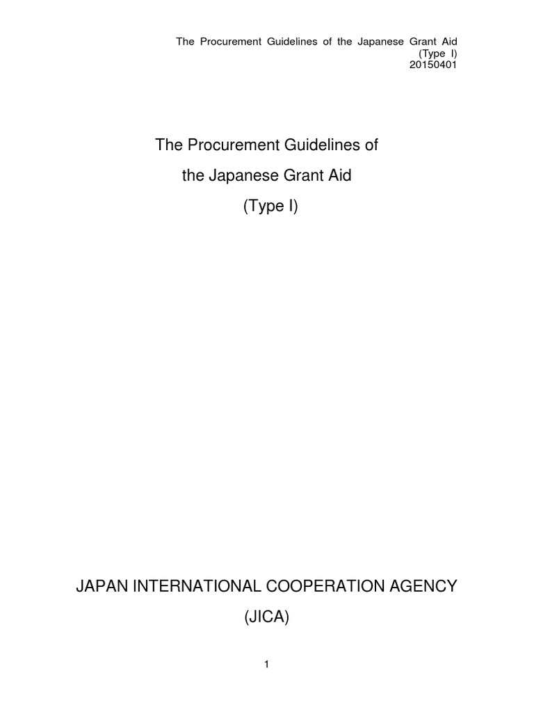 The Procurement Guidelines of The Japanese Grant Aid (Type I) | PDF | Specification (Technical ...