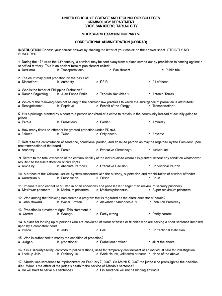 Correction Mock Board | PDF | Prison | Probation