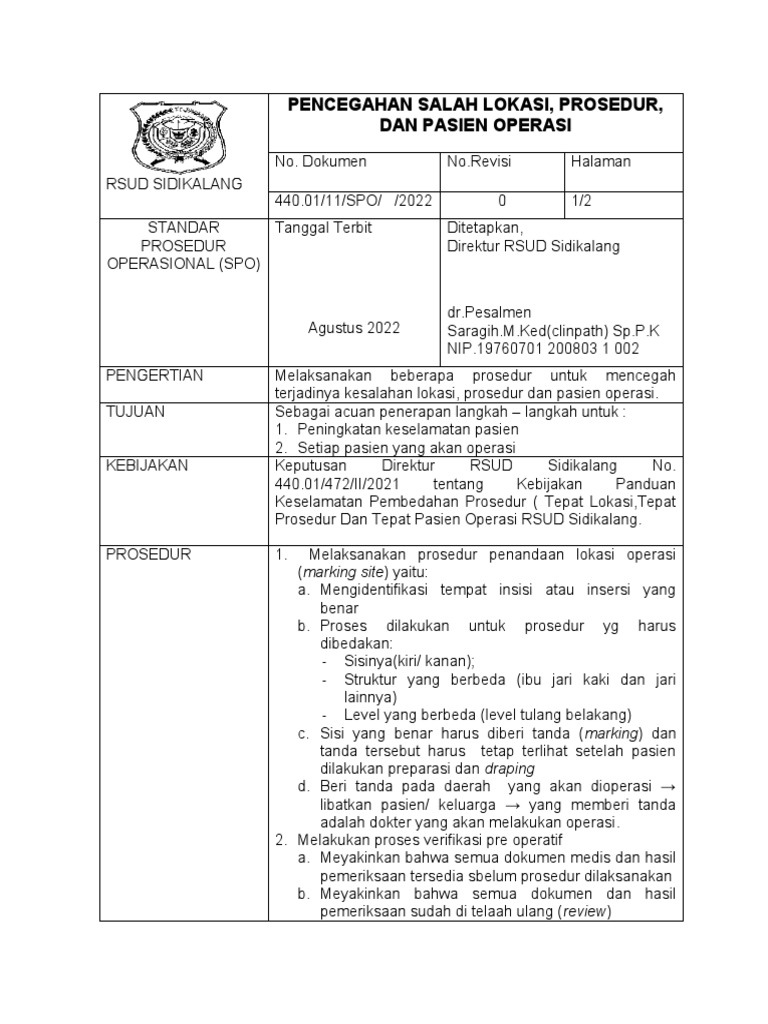 MENINGKATKAN KESELAMATAN PASIEN DENGAN VERIFIKASI PRE DAN POST OPERASI ...