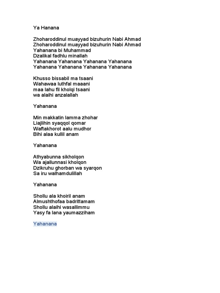 Ya Hanana | PDF