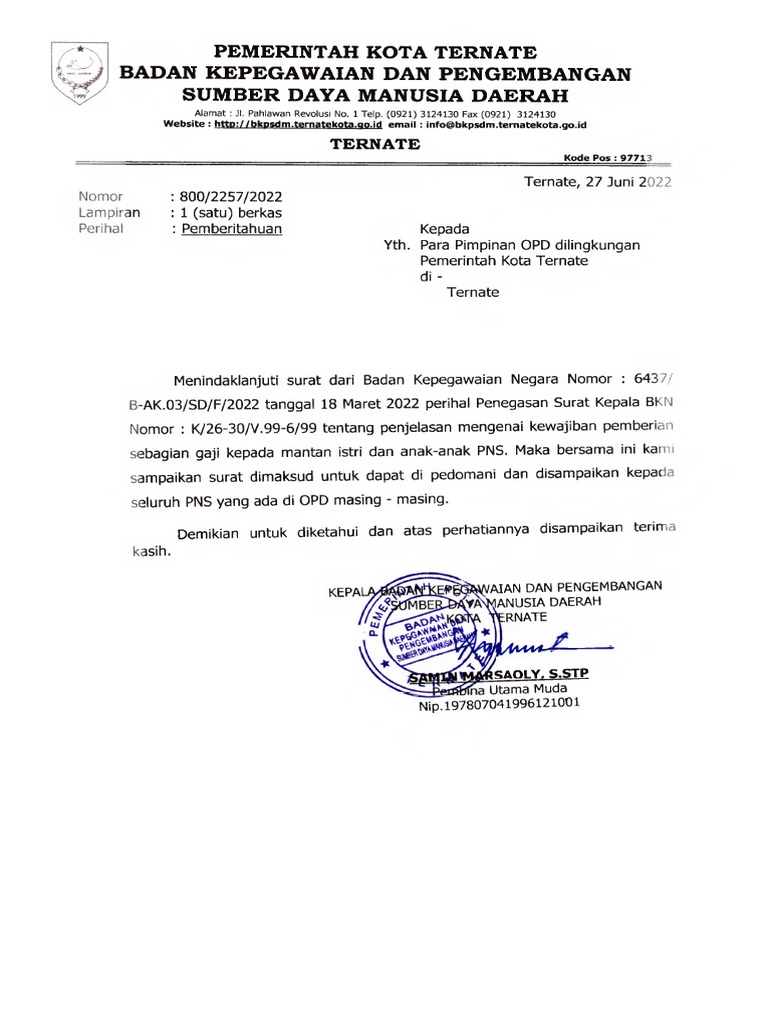 Penjelasan Mengenai Kewajiban Pemberian SBG Gaji Mantan Istri & Anak ... Penjelasan Mengenai Kewajiban Pemberian SBG Gaji Mantan Istri & Anak ...