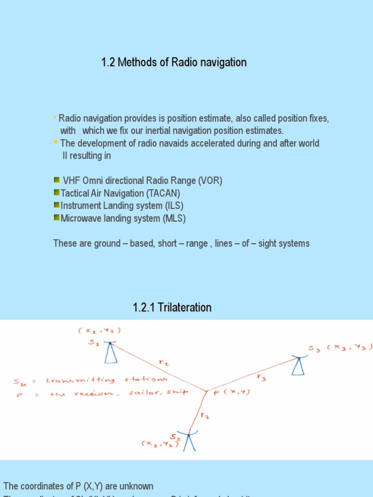 Methods of Radio Navigation: An Overview of Trilateration, Hyperbolic Positioning, and Doppler ...