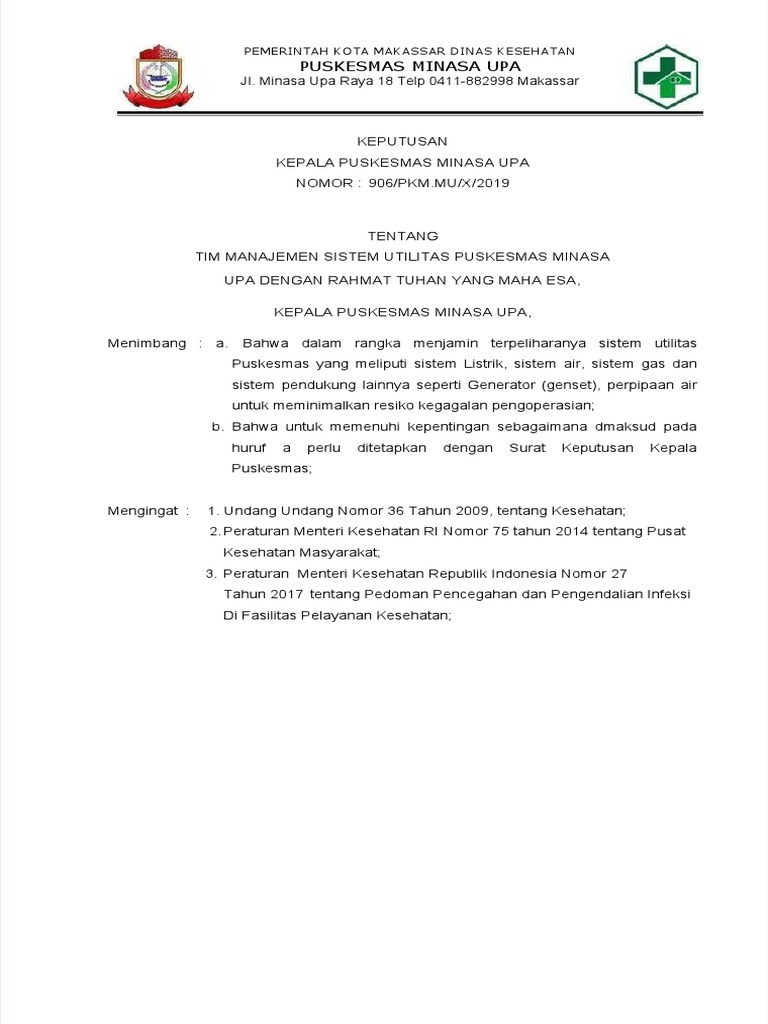 PDF SK Tim Manajemen Sistem Utilitas | PDF