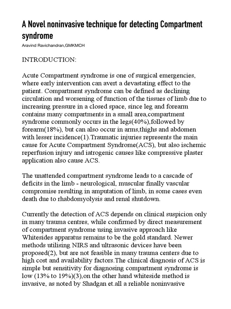 A Novel Noninvasive Technique For Detecting Compartment Syndrome | PDF | Clinical Medicine ...