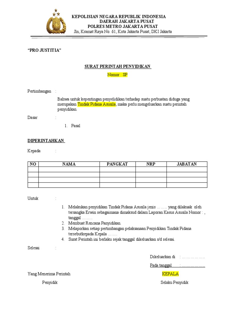 Surat Penyidikan | PDF