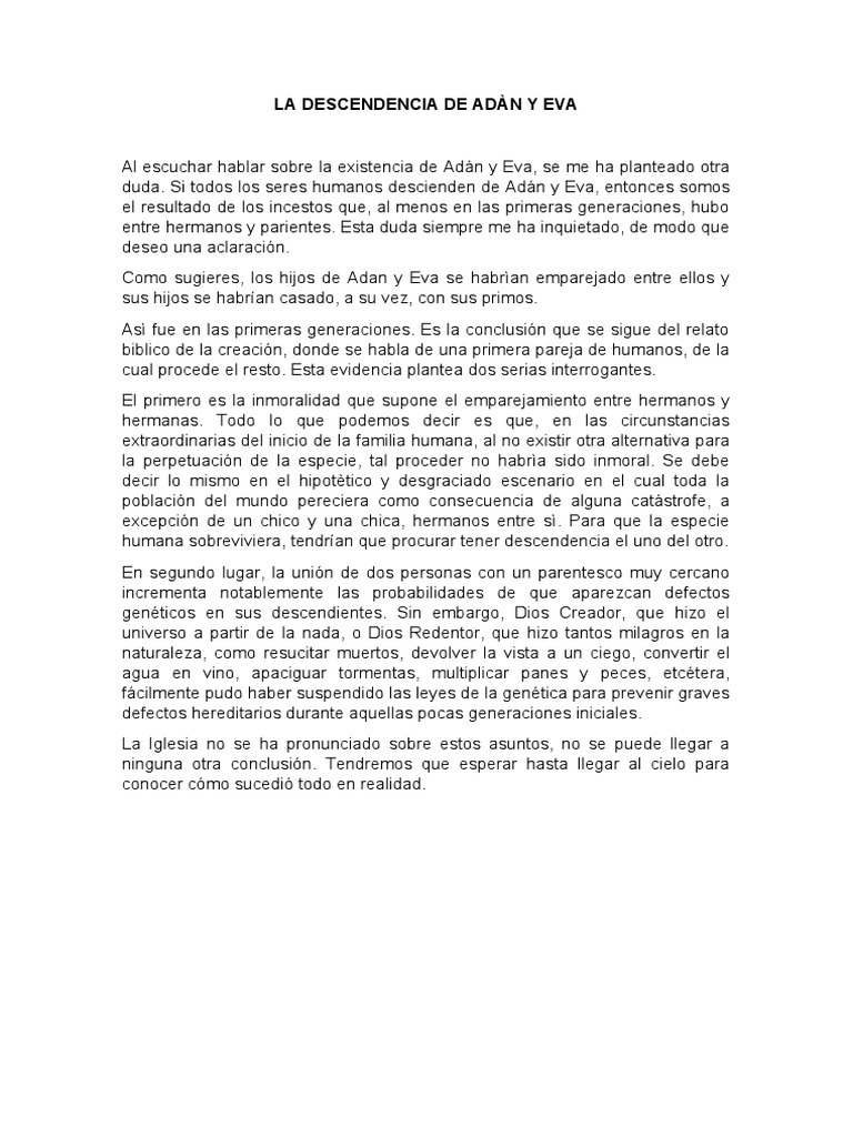 La Descendencia de Adan y Eva | PDF | Filosofía | Religión y espiritualidad