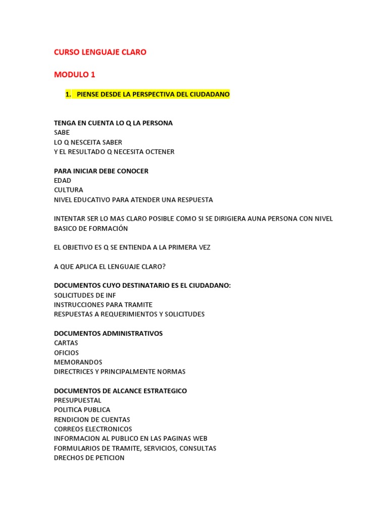 Lenguaje Claro | PDF | Comunicación no verbal | Comunicación