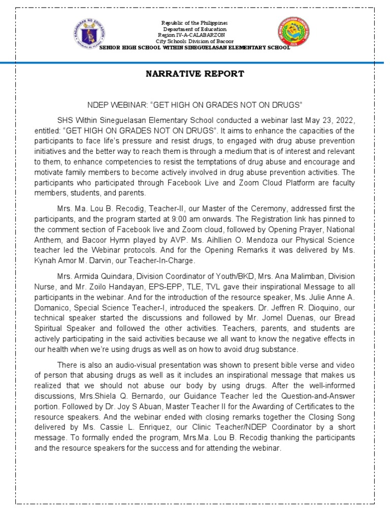 NDEP Webinar: Drug Prevention Report | PDF | Social Science