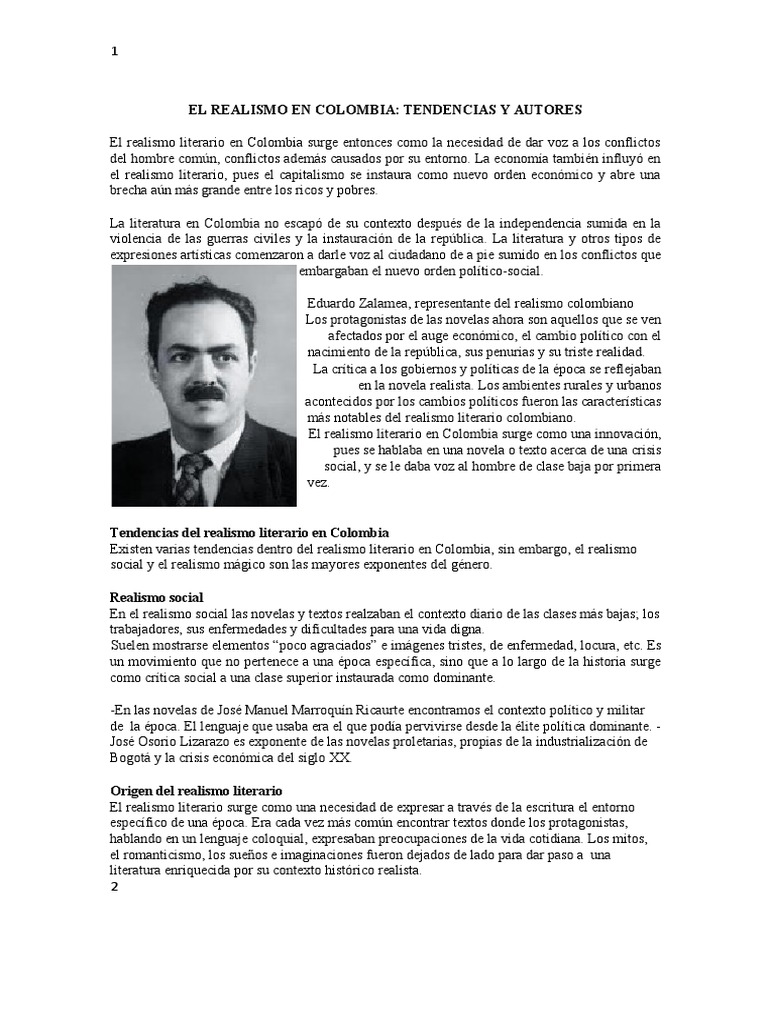 El Realismo en Colombia - Tendencias y Autores | PDF | Realismo ...