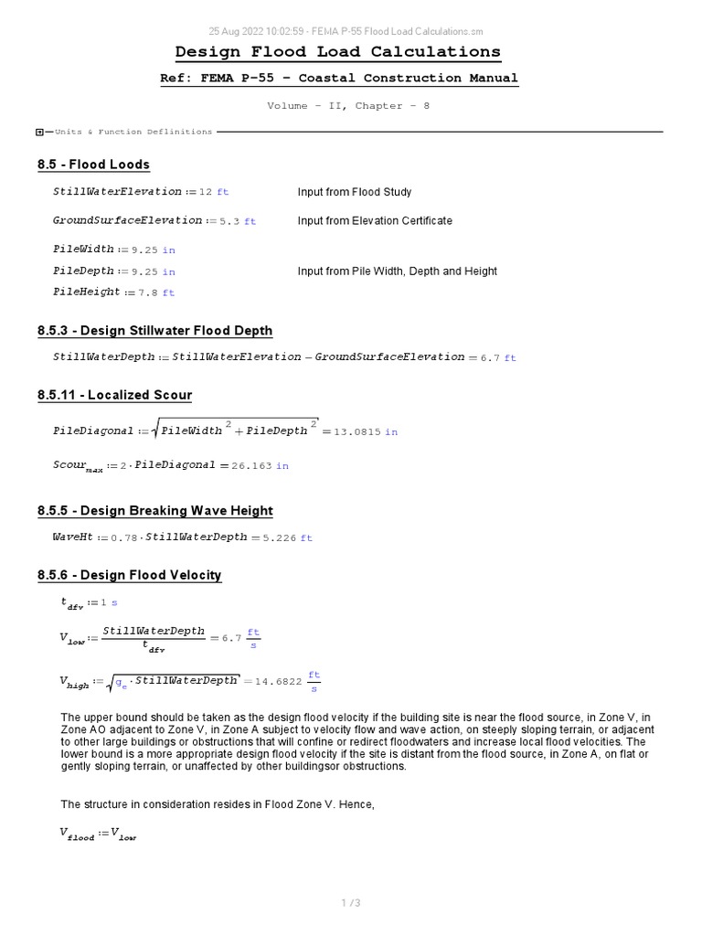 FEMA P-55 Flood Load Calculations Example | Download Free PDF | Flood ...