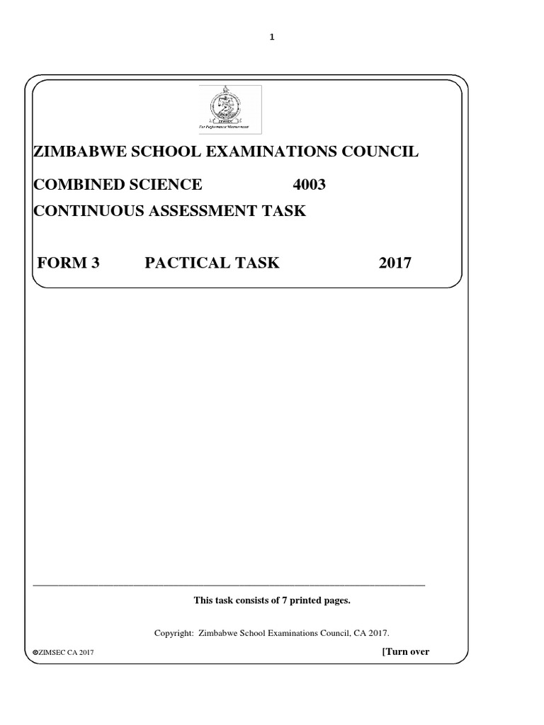 4003 Combined Science Practical Task Form 3 | PDF | Accuracy And ...