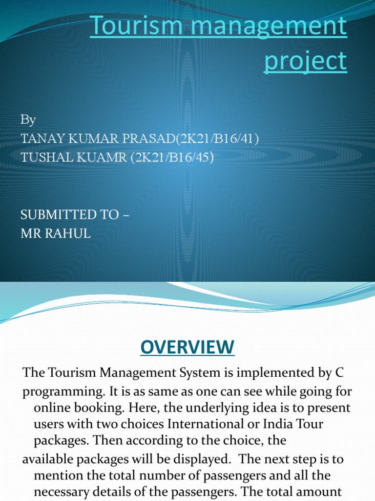 Tourism Management System Project | PDF | Computer Science | Software ...
