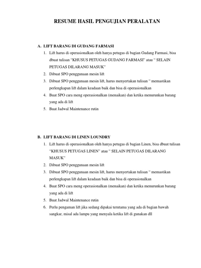 Resume Hasil Pengujian Peralatan | PDF