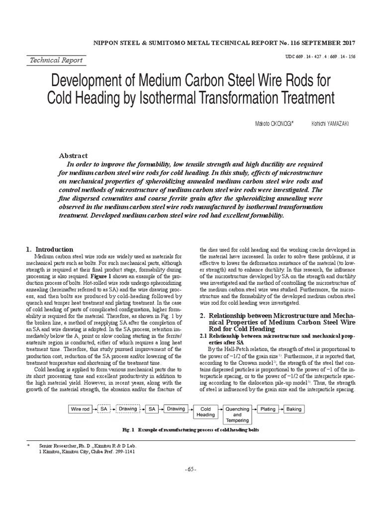 Development of Medium Carbon Steel Wire Rods For Cold Heading by ...