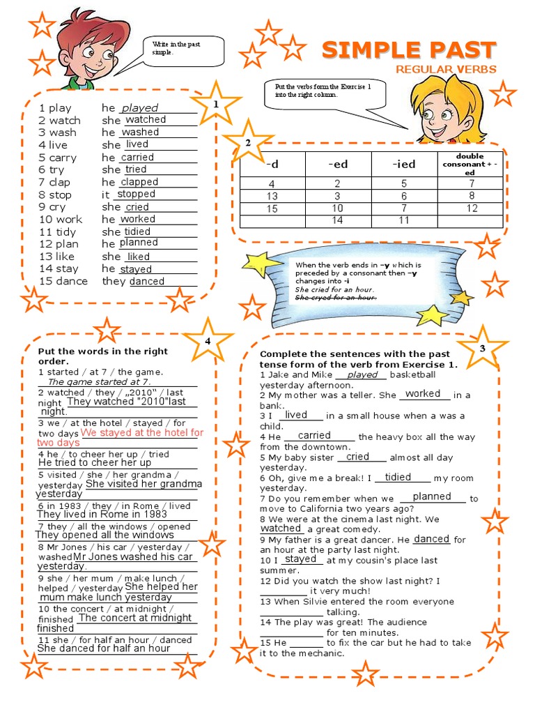 Simple Past Regular Verbs Exercise Resuelto | Download Free PDF | Language Mechanics | Human ...