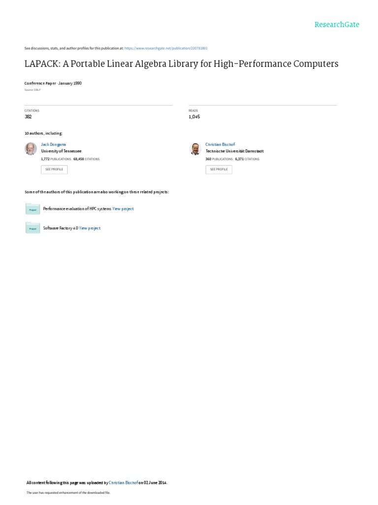 LAPACK A Portable Linear Algebra Library For High | PDF | Computer Science | Computing