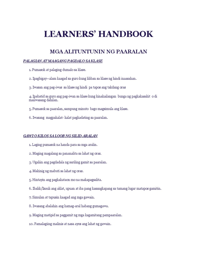 LEARNER'S HANDBOOK | PDF