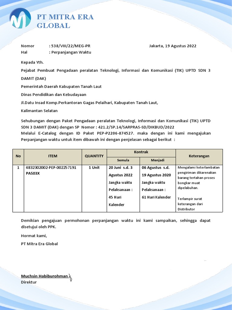Surat Permohonan Addendum Pep-P2206-874527 | PDF