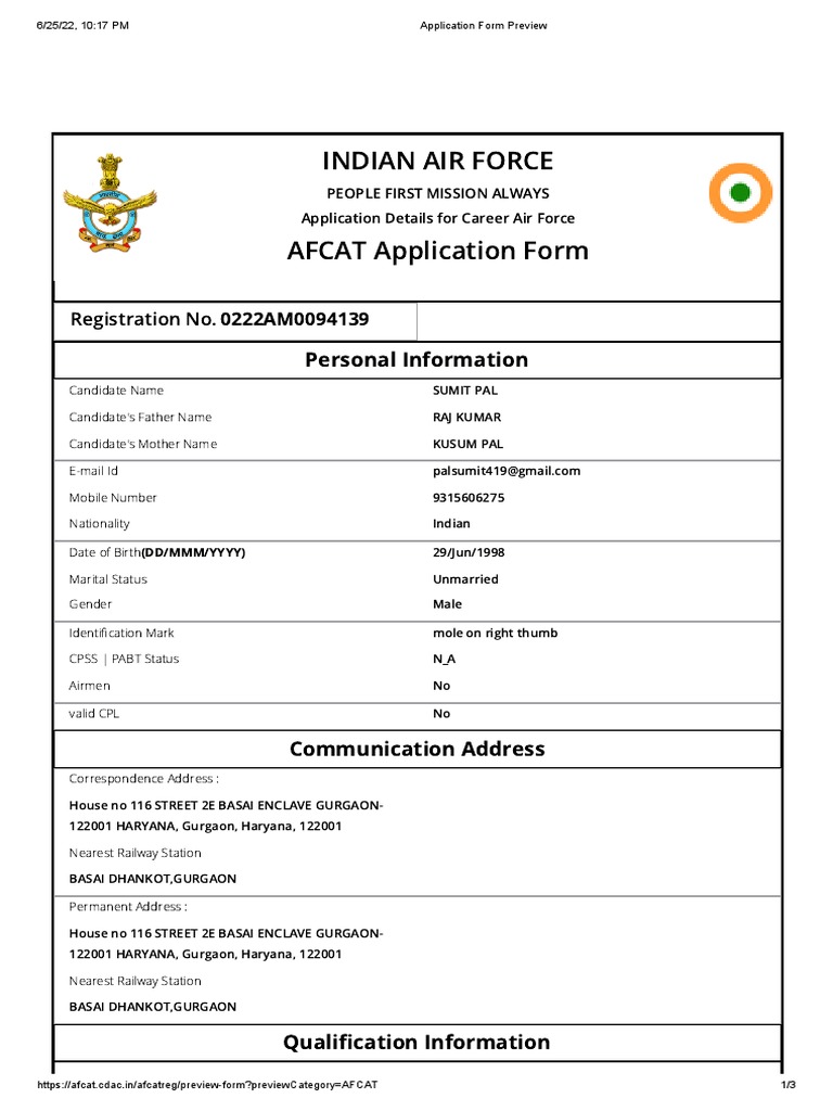 Application Form Preview | PDF