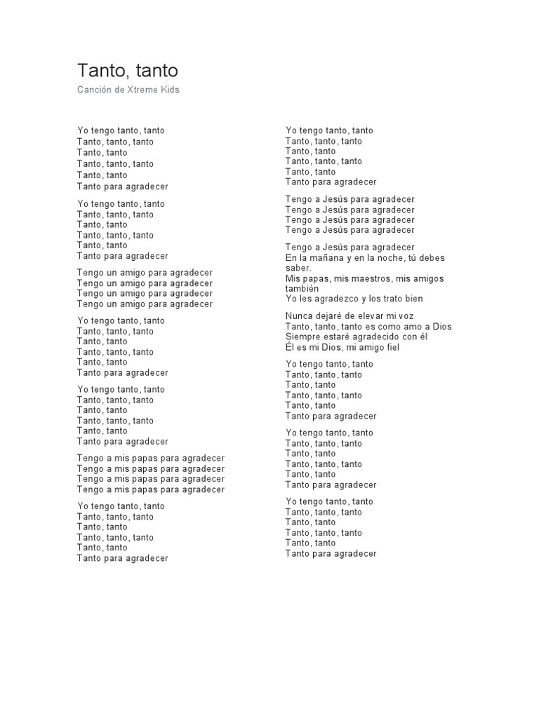 Tanto, Tanto Xtreme Kids, Canción | PDF